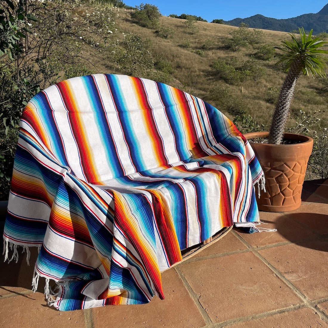 White & Blue Serape - "Oaxaca" – Orizaba Original